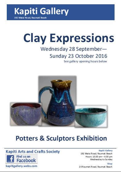 2016-09 Clay Expressions poster – Kāpiti Arts and Crafts